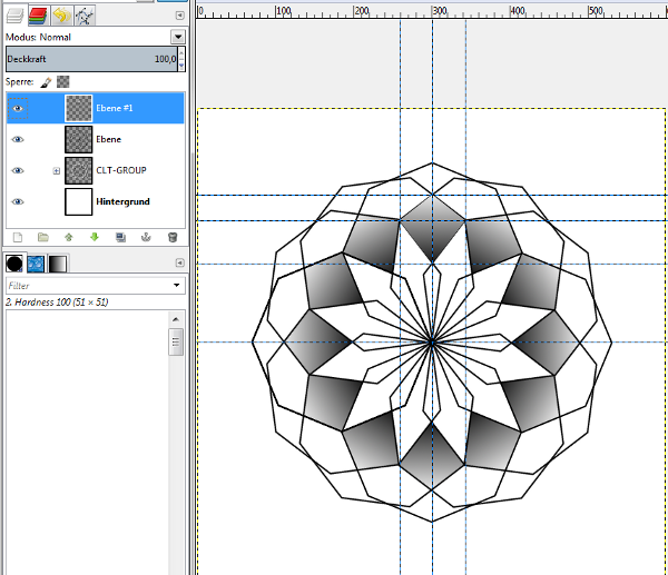 Symmetric diamond flowers from rotated geometric shapes • GIMP Chat