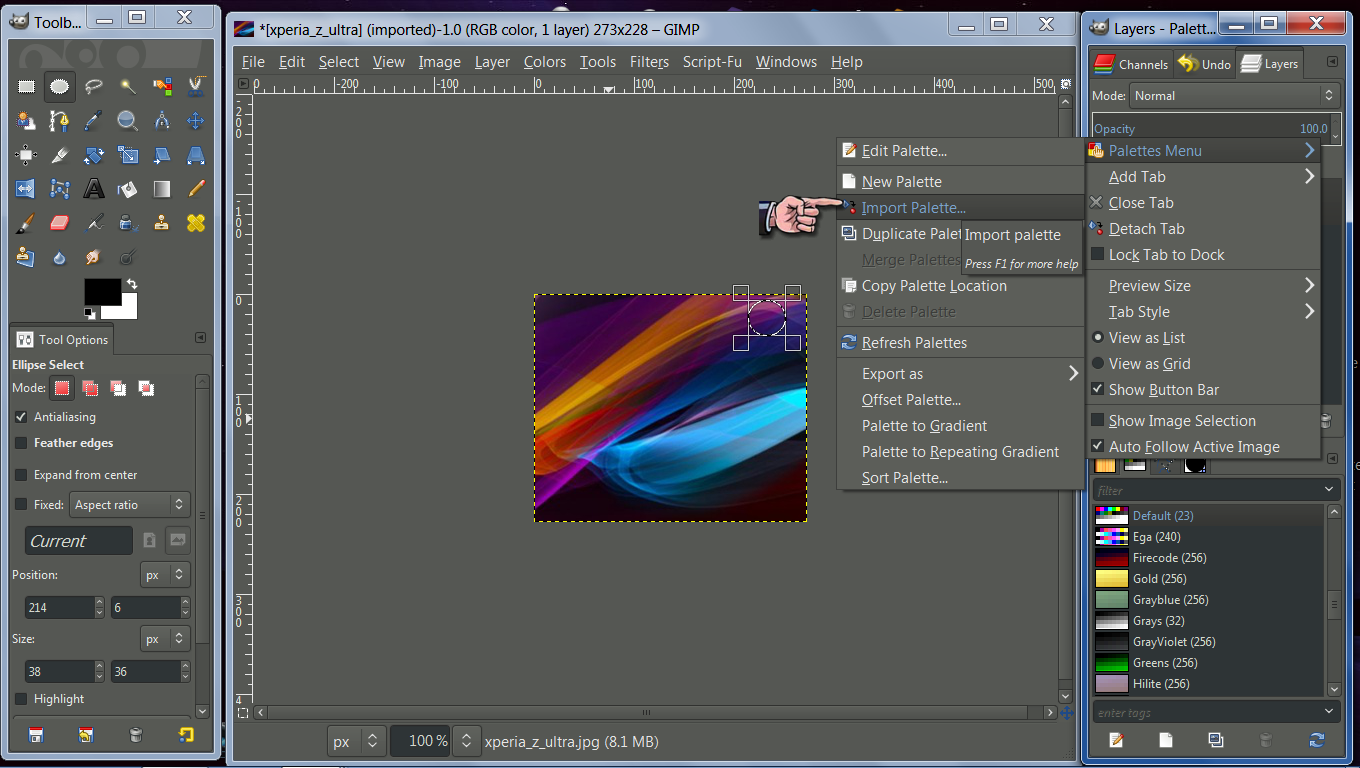 getting colors from the image • GIMP Chat