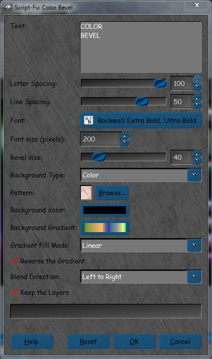Color Bevel Text Script Rel2 • GIMP Chat